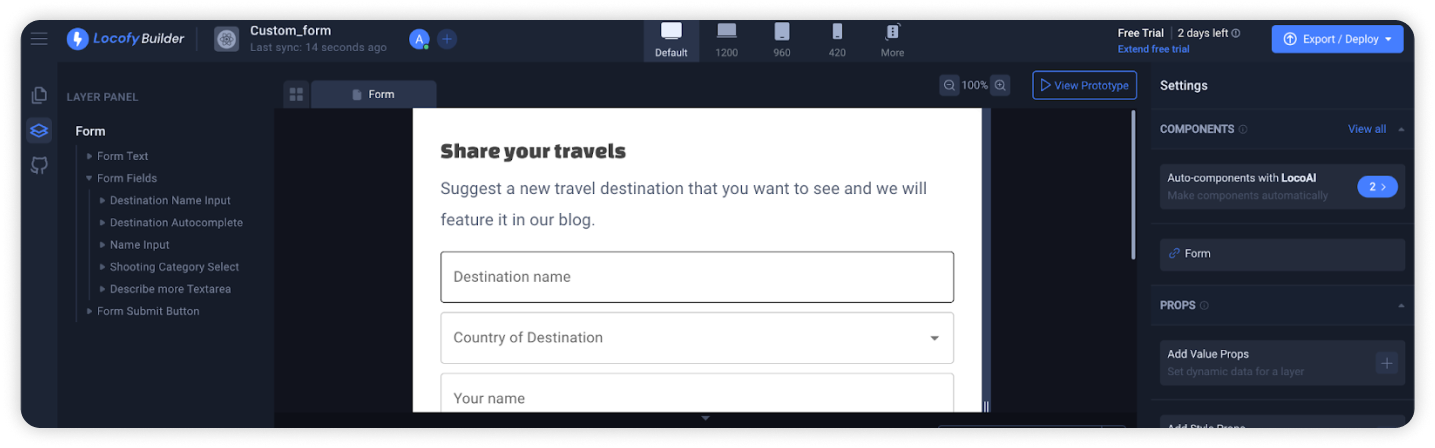 Exporting a custom form for your existing repository – Locofy Docs